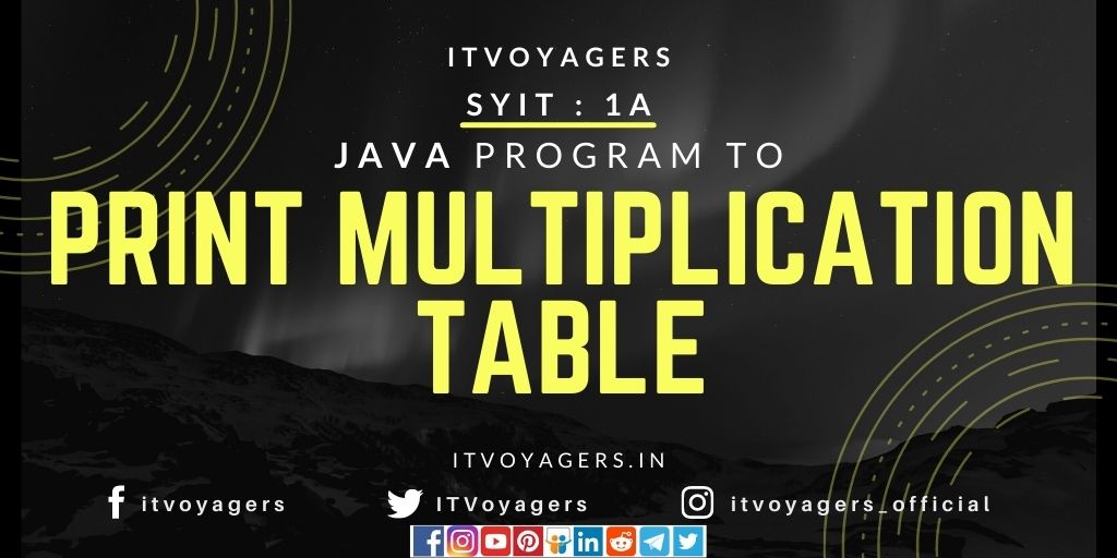 SY 1 a Easy Java Program To Print Multiplication Table ITVoyagers